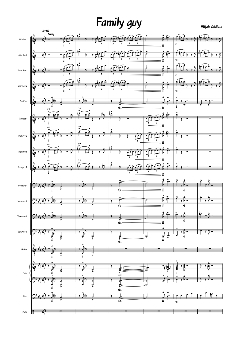 Theme from Family Guy – Music by Walter Murphy Arranged by Roger Holmes ...