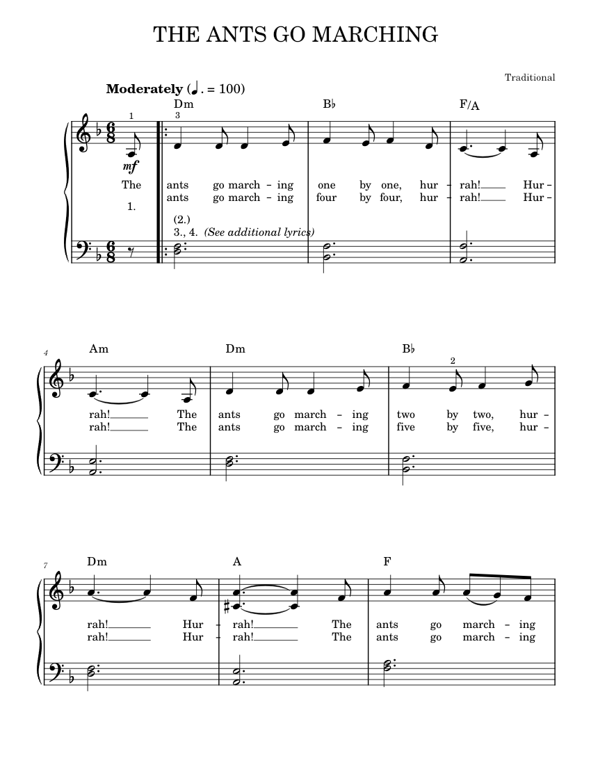 Play Official version of The ants go marching sheet music by Misc ...