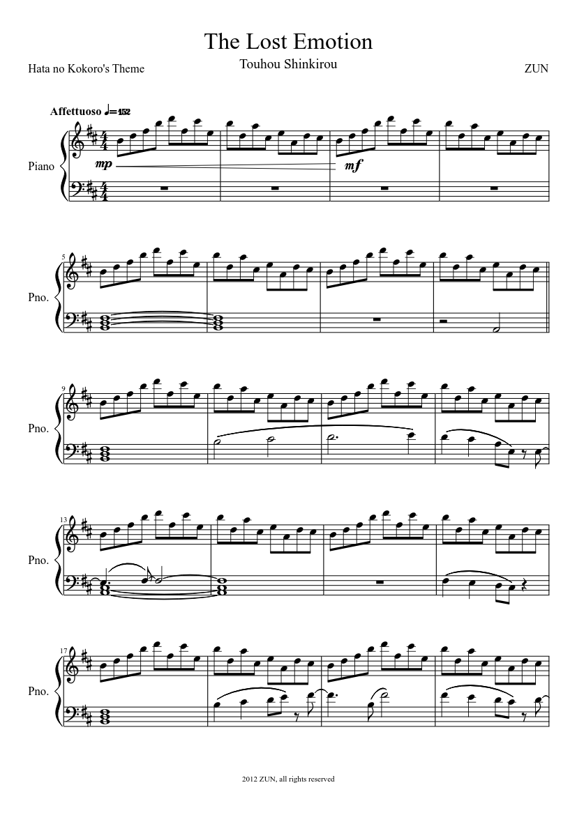 [Piano] The Lost Emotion Sheet Music for Piano (Solo) | MuseScore.com