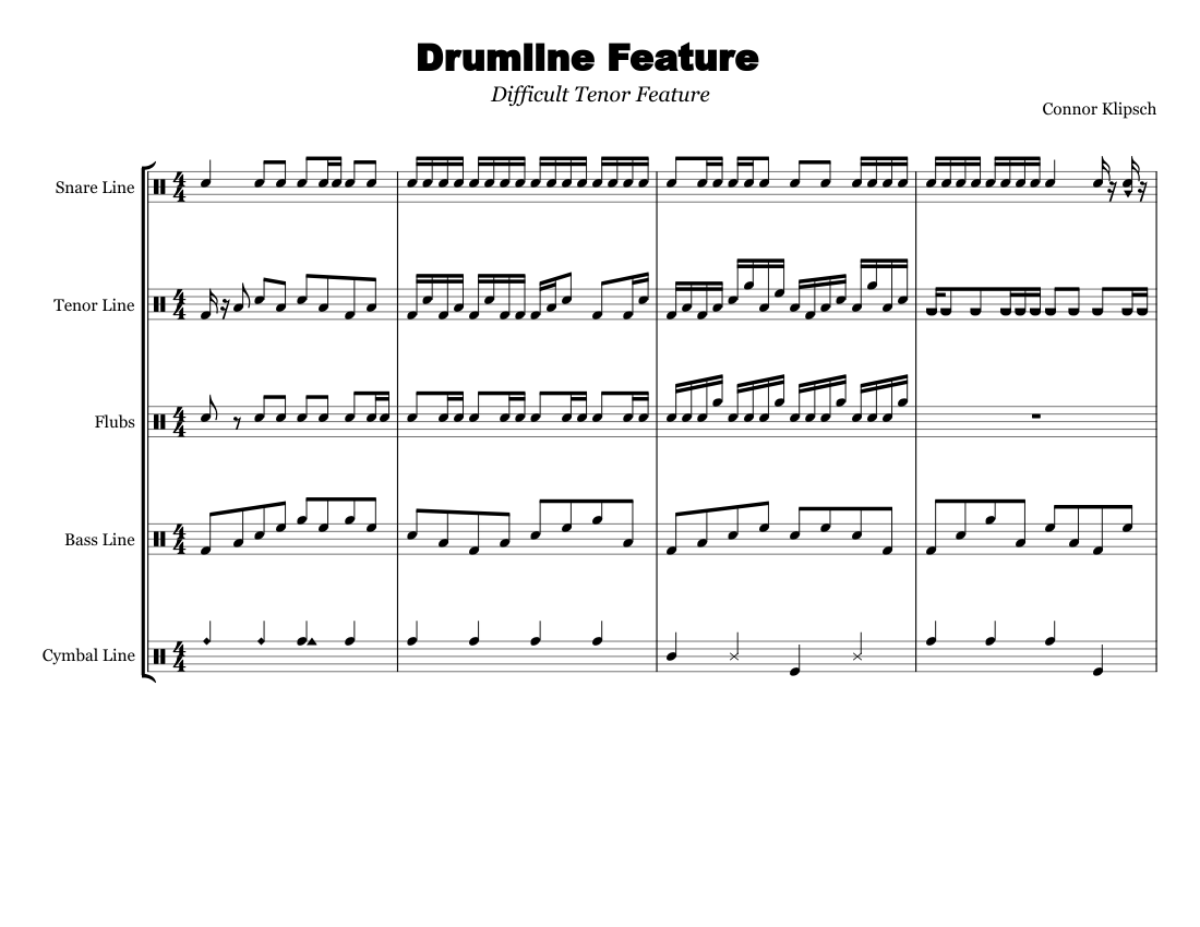 Drumline Feature Sheet music for Snare drum, Crash, Tenor drum, Bass ...