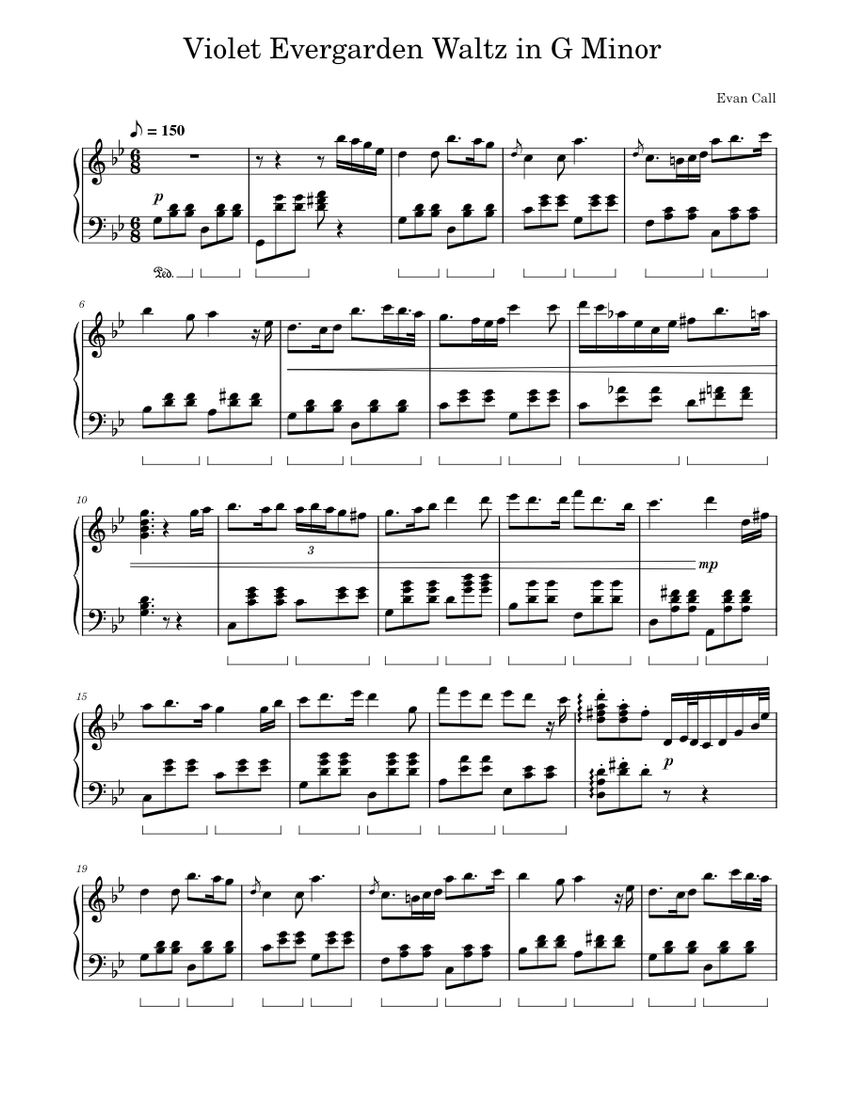 Violet Evergarden Debutante Waltz for Piano Sheet music for Piano (Solo ...