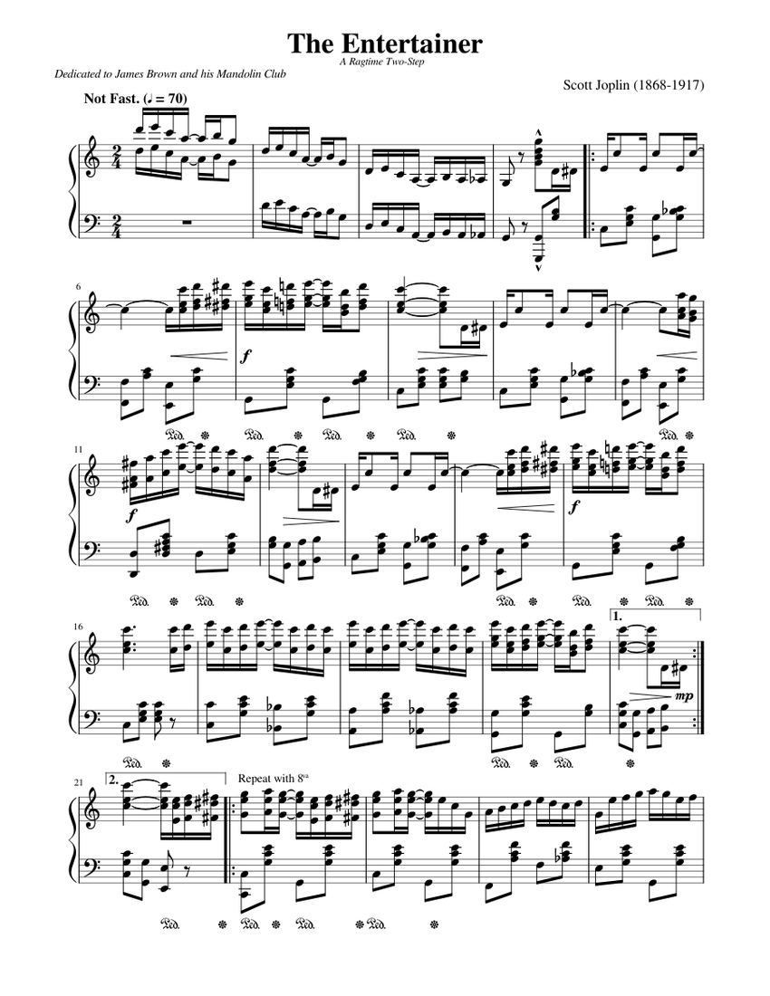 Scott Joplin - The Entertainer (1902) Sheet music for Piano (Solo ...