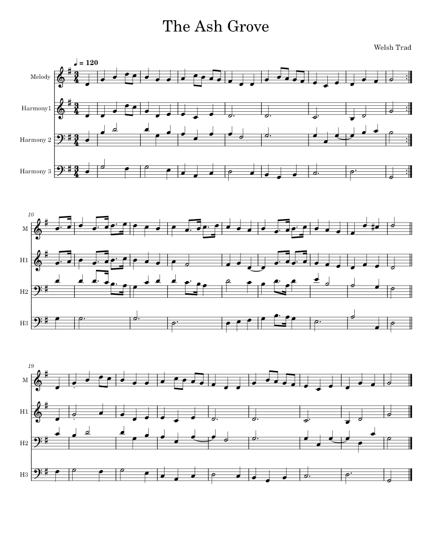 The_Ash_Grove Sheet music for Violin, Cello (Mixed Quartet) | Musescore.com