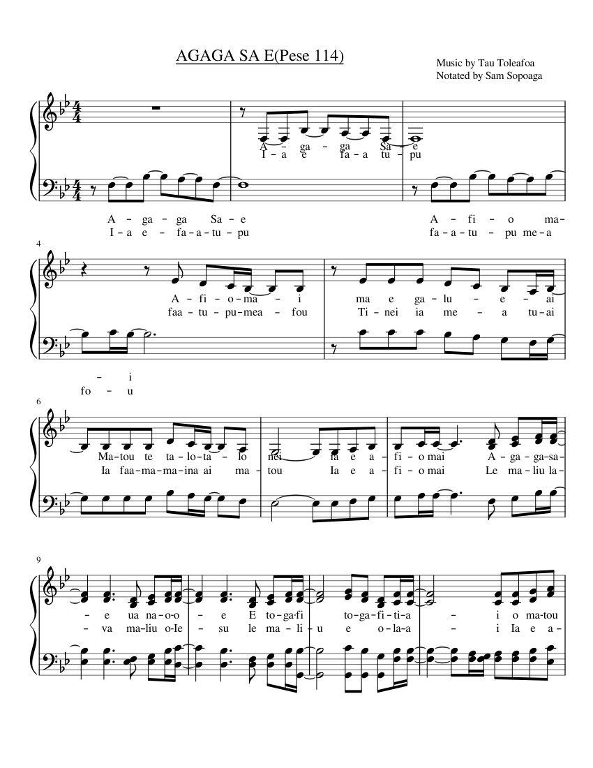 Agaga Sa e (114) Sheet music for Piano (Solo) Easy | Musescore.com