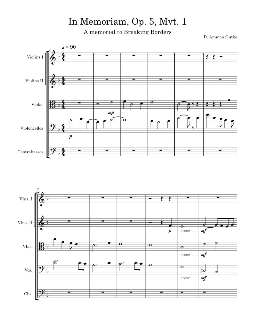 In Memoriam, Op. 5, Mvt. 1 Sheet music for Strings group (String Ensemble) | Musescore.com
