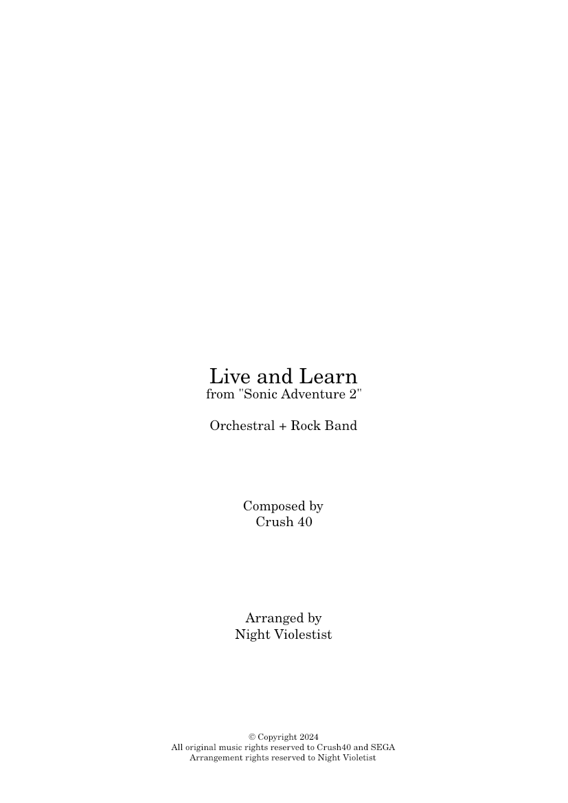 Live and Learn - Crush 40 - Orchestral + Rock Band Sheet Music for ...