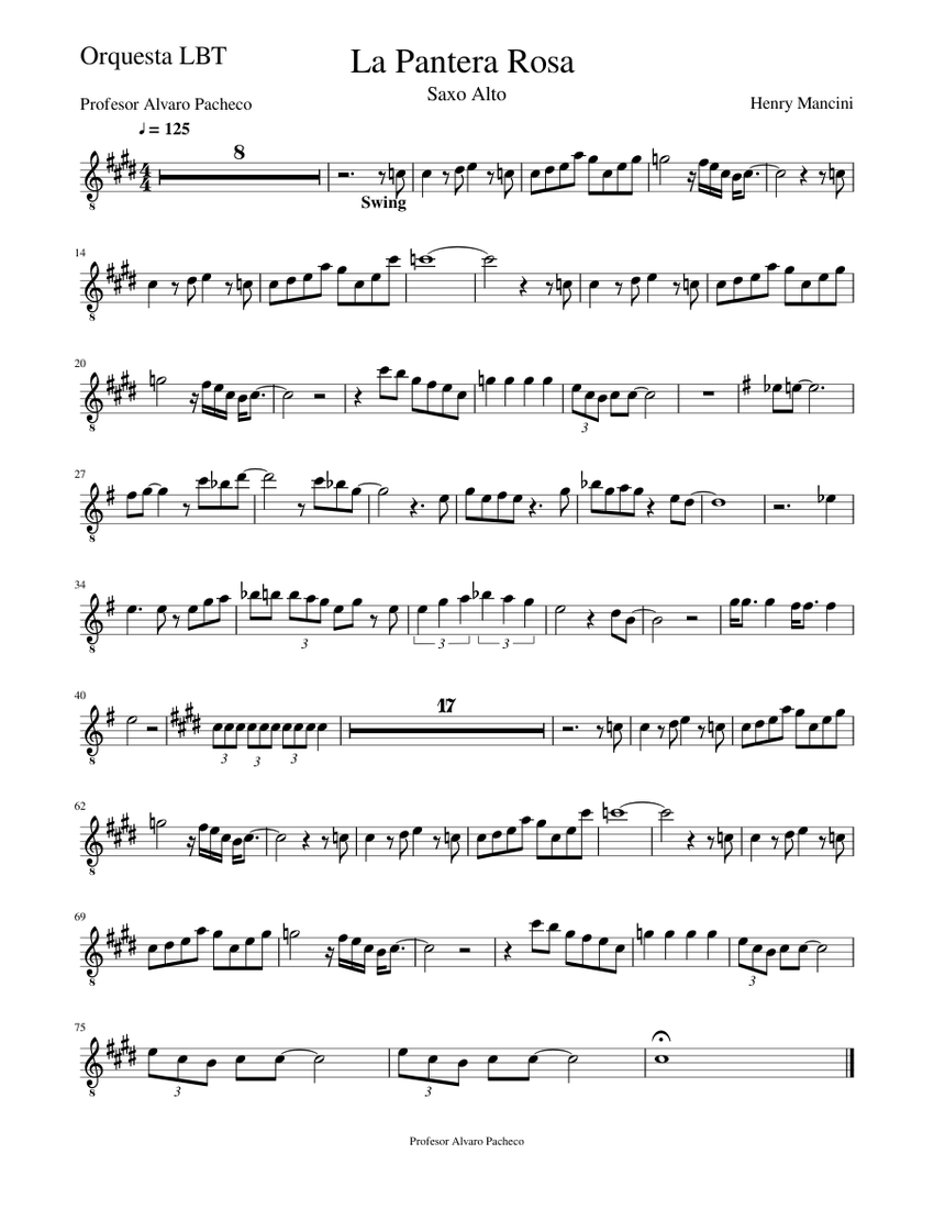 La pantera rosa Sheet music for Saxophone other (Solo) | Musescore.com