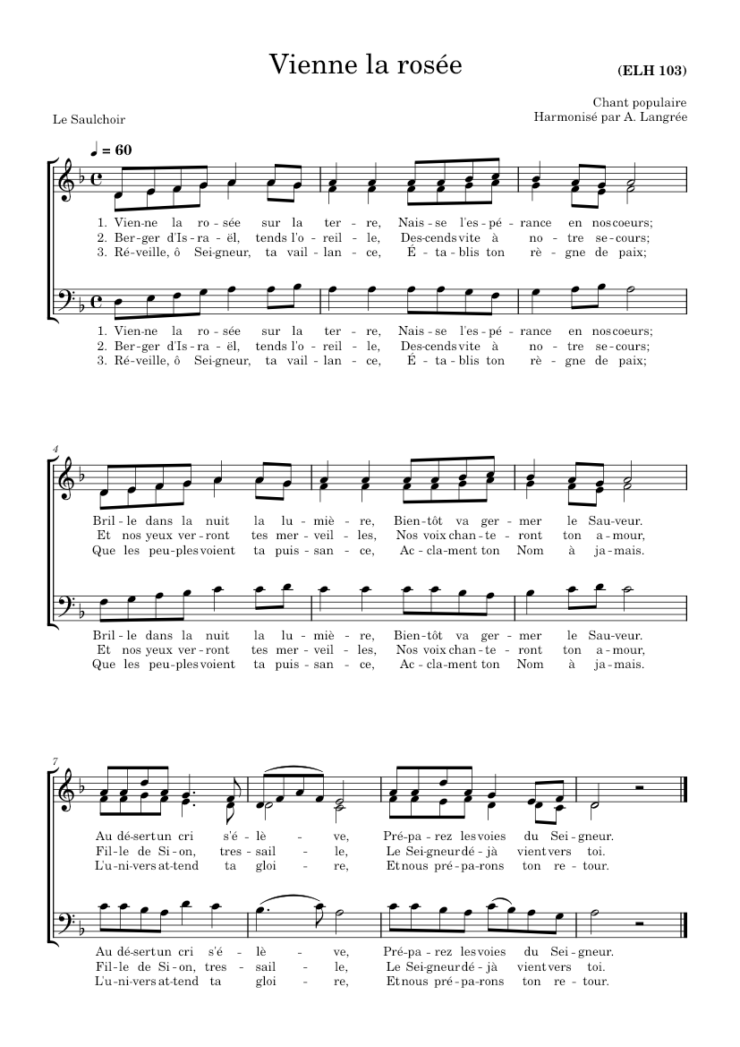 VIENNE LA ROSEE – Unknown author Sheet Music for Synthesizer (Mixed ...