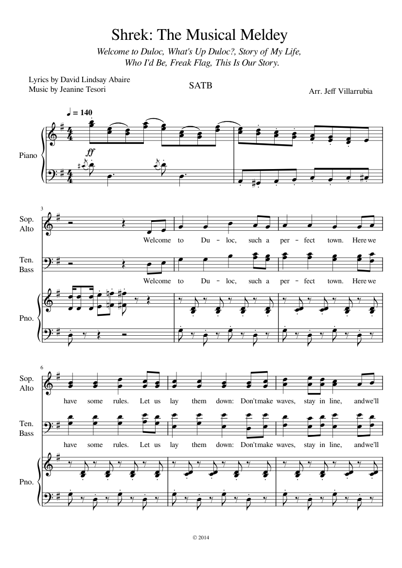 Shrek The Musical Medley Sheet music for Piano (Solo) | Musescore.com