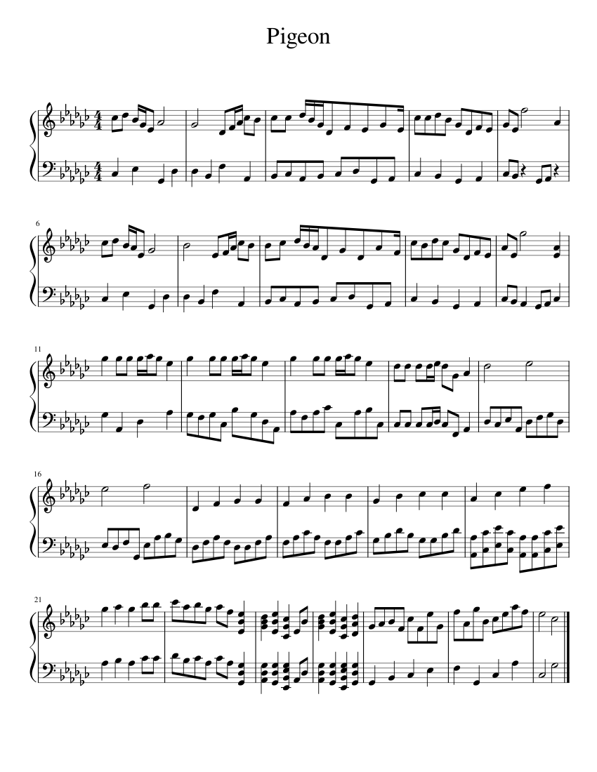 Pigeon Sheet music for Piano (Solo) Easy | Musescore.com