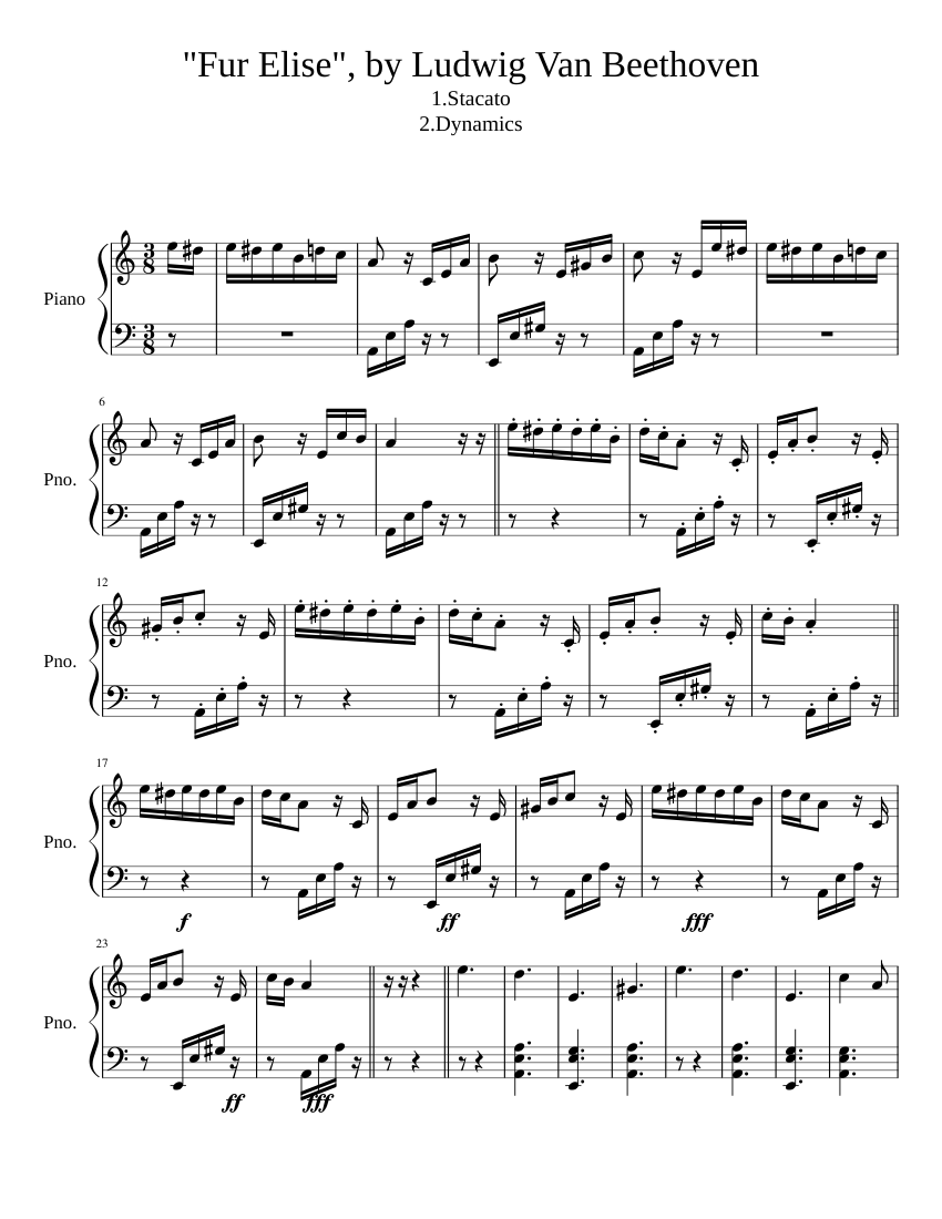 "Fur Elise", by Ludwig Van Beethoven Sheet music for Piano (Solo ...