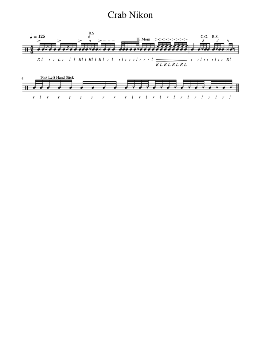 Crab Rave Part – Nikon Leger Sheet music for Snare drum (Solo ...