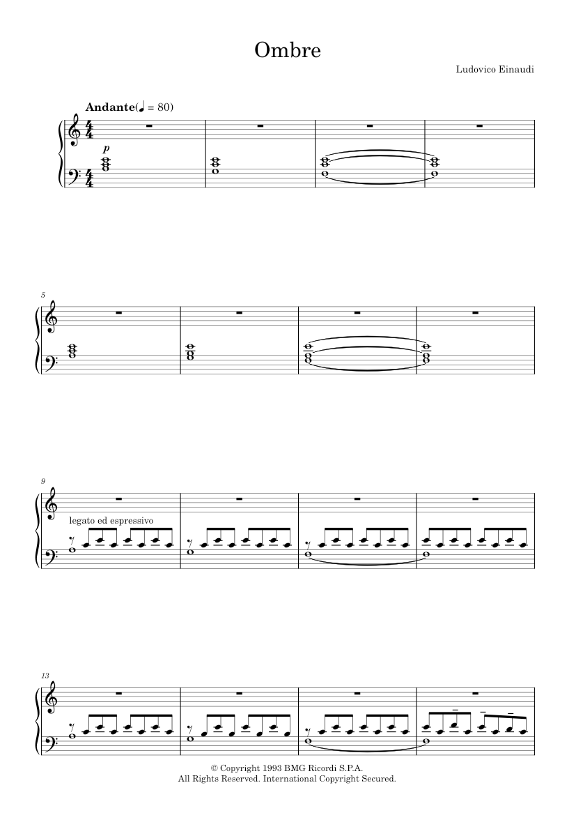 Play Official version of Ombre Sheet Music by Ludovico Einaudi for ...