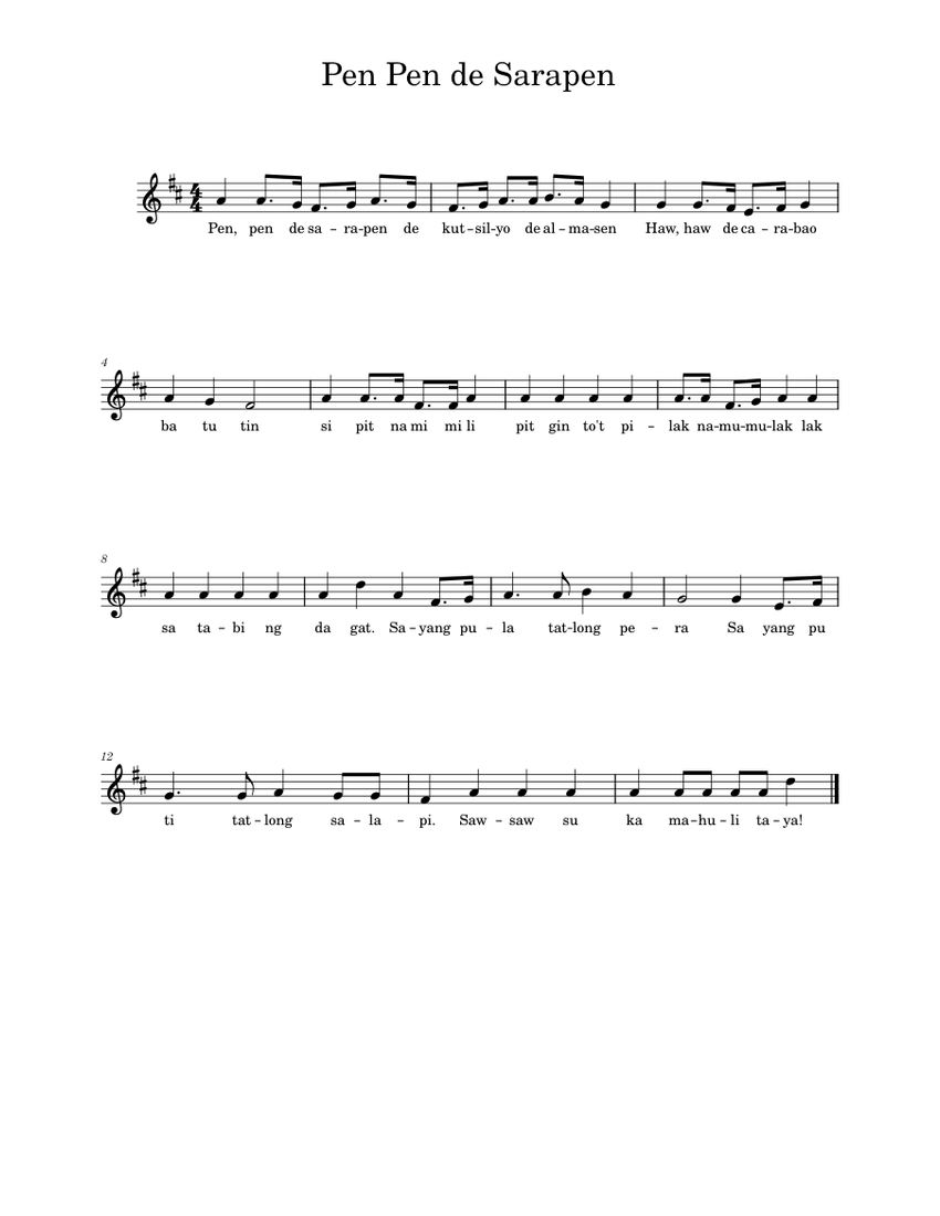 Pen Pen de Sarapen – Anonymou Sheet music for Piano (Solo) | Musescore.com