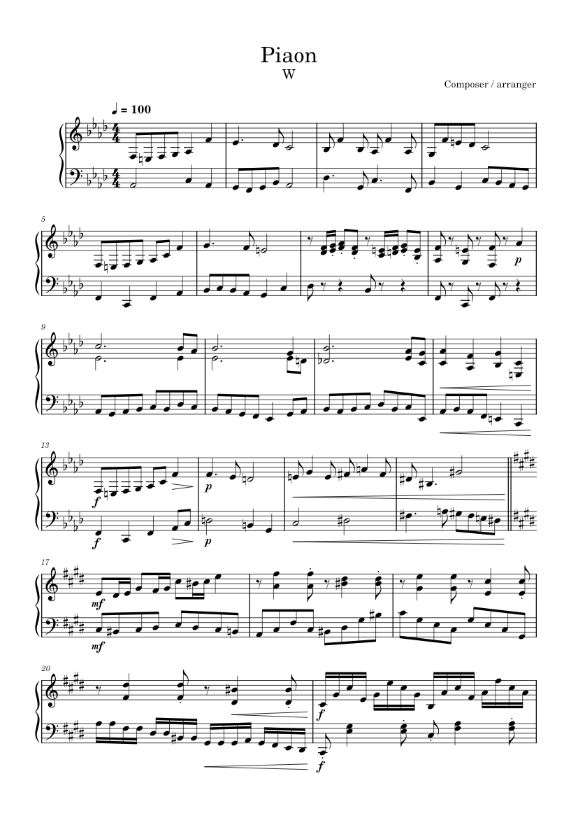 pion Sheet music for Piano (Solo) | Musescore.com