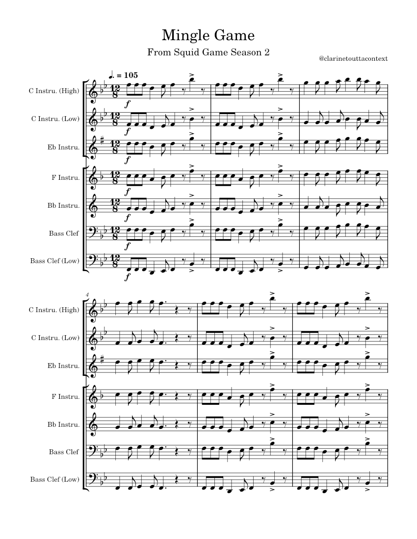 Mingle Sheet music for Trombone, Tuba, Flute, Oboe & more instruments (Mixed Ensemble ...