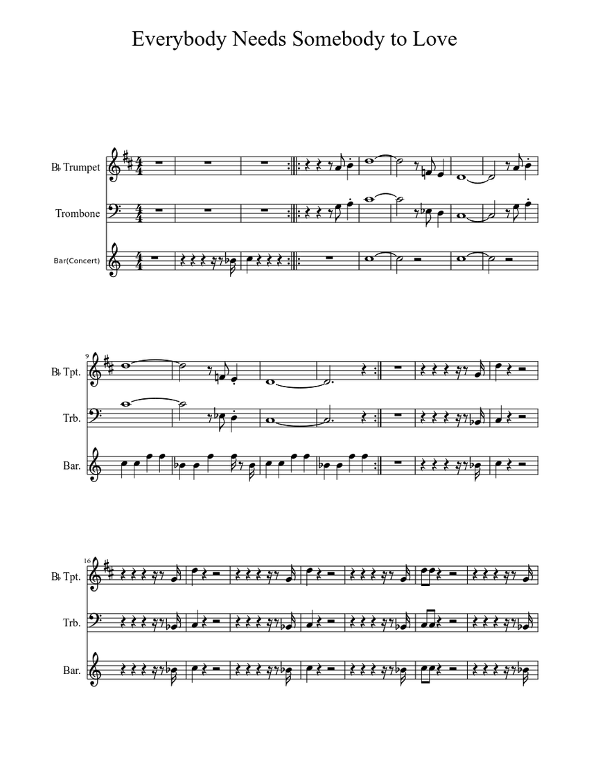 Everybody Needs Somebody Brass Section arrangement Sheet music for ...