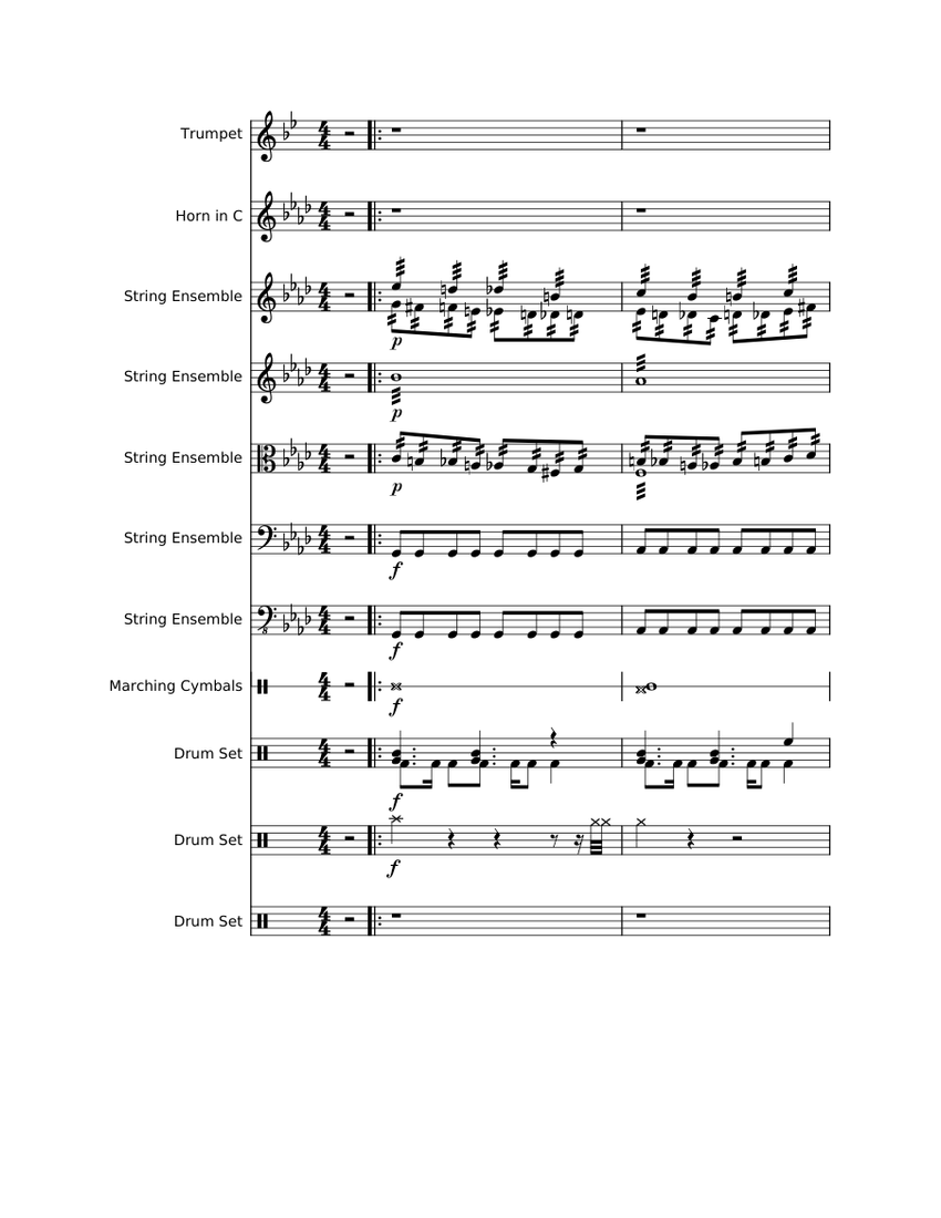 Enemies 4 Sheet music for Piano, Crash, Strings group, Natural horn ...