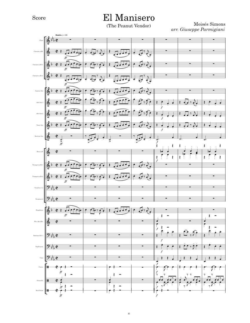 El Manisero (The Peanut Vendor) – Moisés Simons - Banda Sheet music for ...