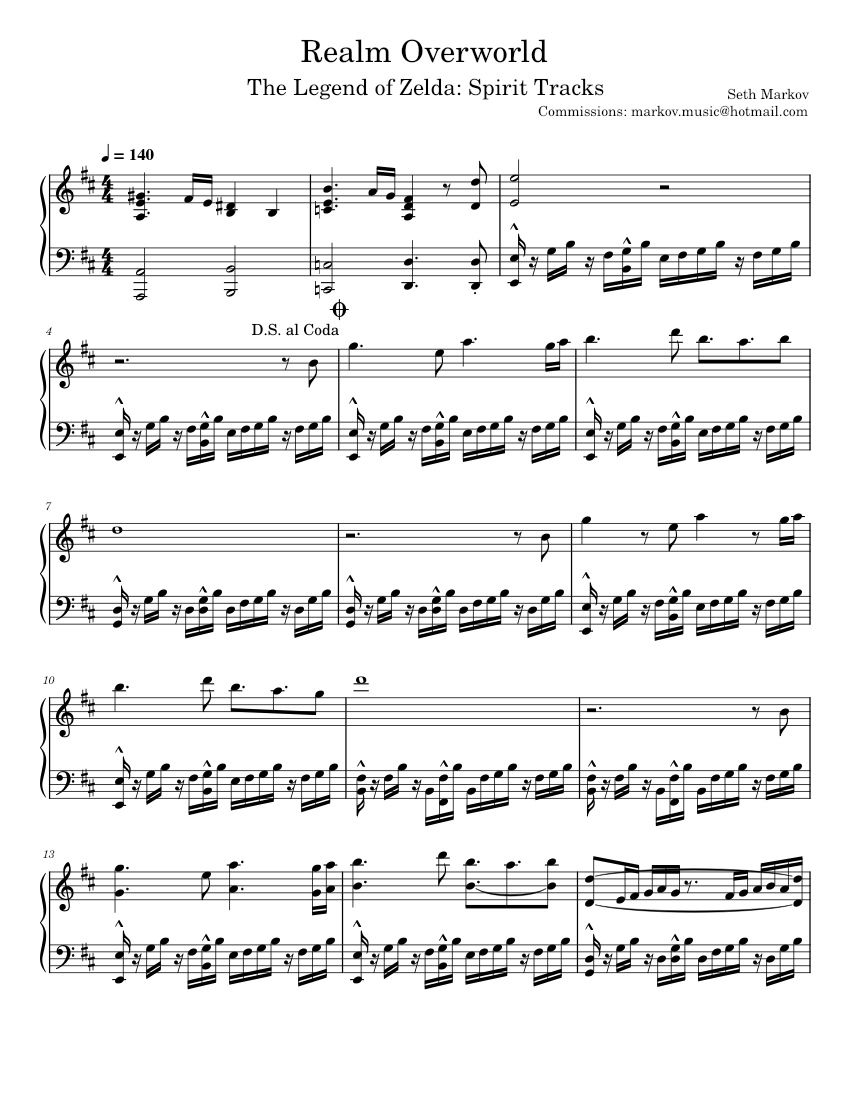 [The Legend of Zelda] Realm Overworld (Spirit Tracks) Sheet music for Piano (Solo) | Musescore.com