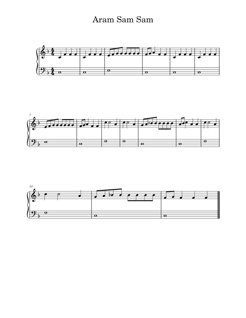 Aram Sam Sam Sheet music for Piano (Solo) Easy | Musescore.com