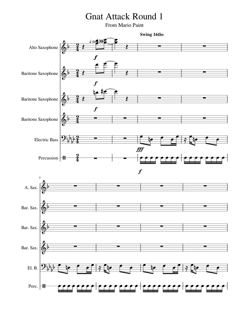 Gnat Attack Round 1 Sheet music for Saxophone alto, Saxophone baritone ...