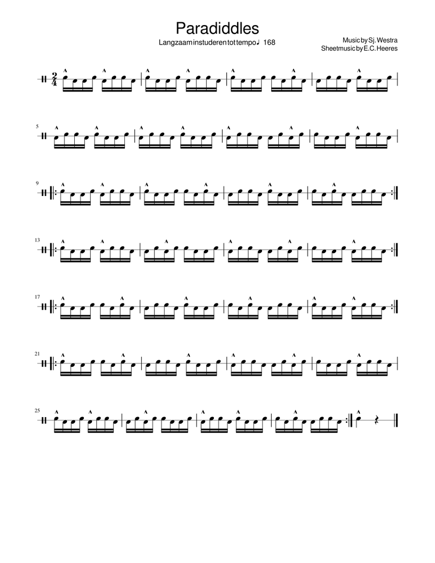 Paradiddles Sheet music for Snare drum (Marching Band) | Musescore.com