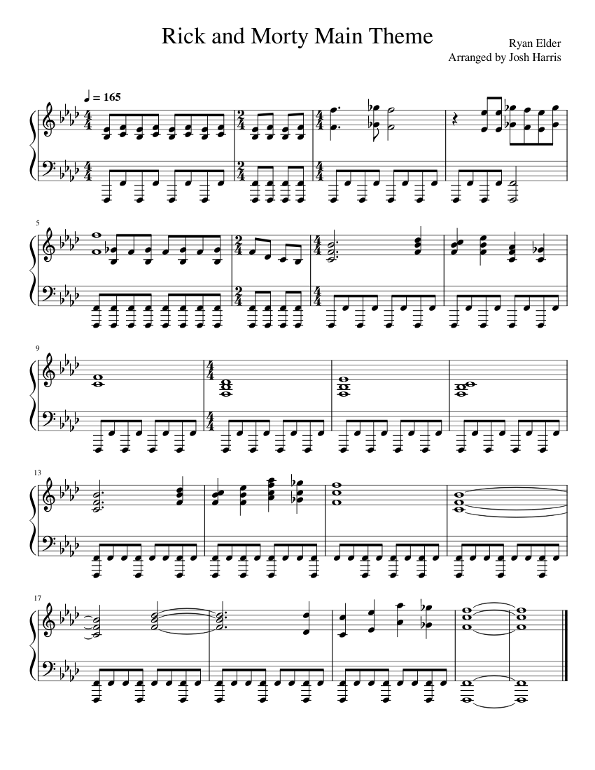 Rick and Morty Main Theme - Ryan Elder Sheet music for Piano (Solo ...