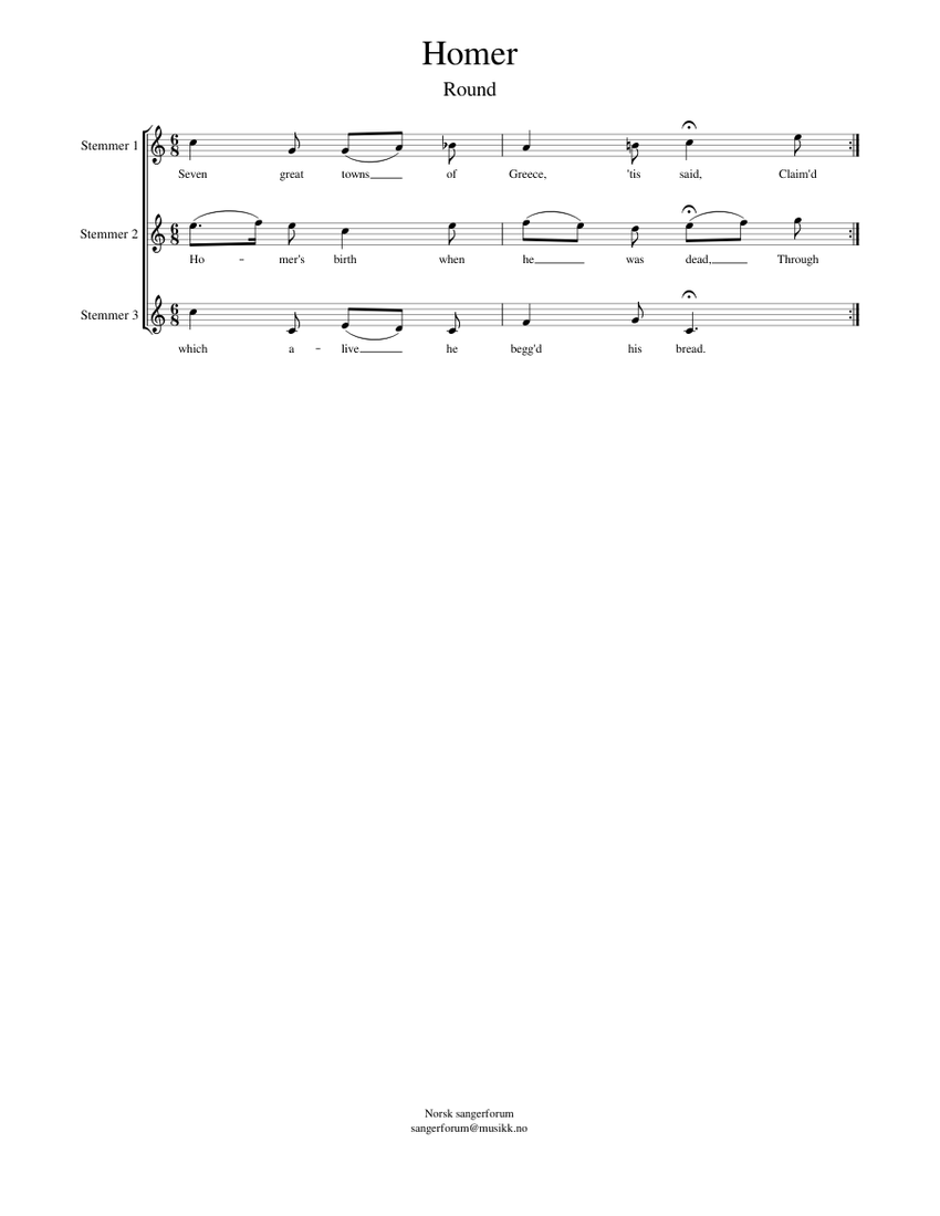 Homer Sheet music for Vocals (Choral) | Musescore.com