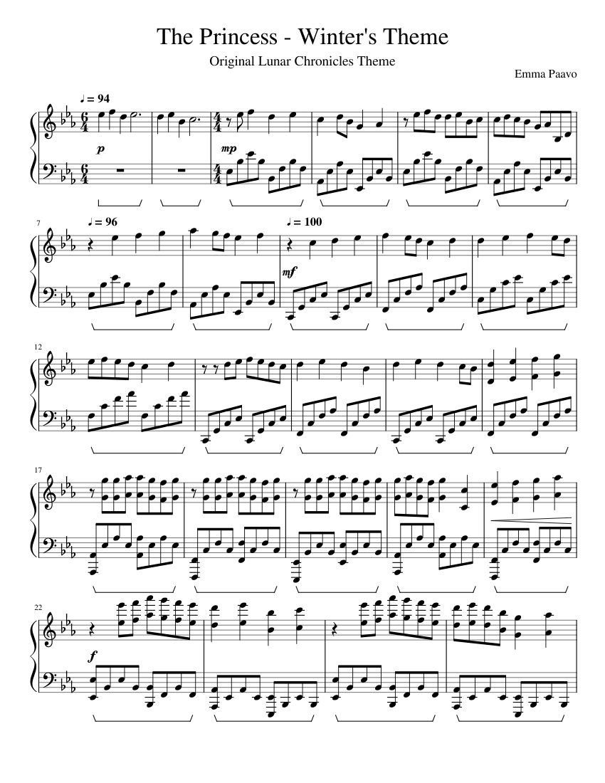 The Princess - Winter's Theme Sheet music for Piano (Solo) | Musescore.com