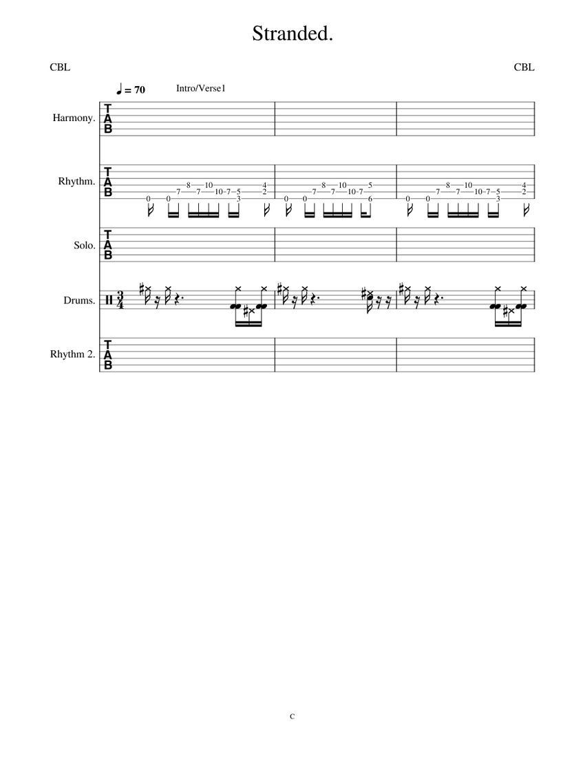 Stranded. Sheet music for Guitar, Drum group (Concert Band) | Musescore.com