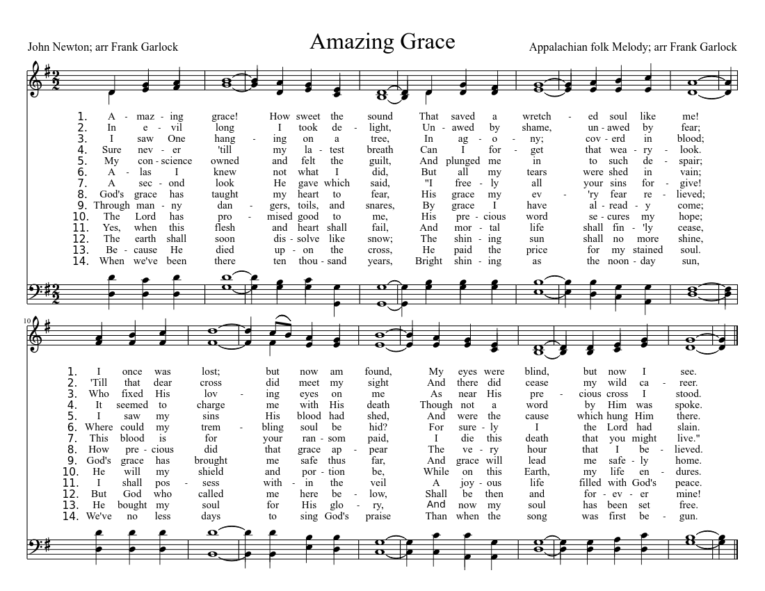 Amazing Grace Arranged by Frank Garlock Sheet music for Piano (Solo ...