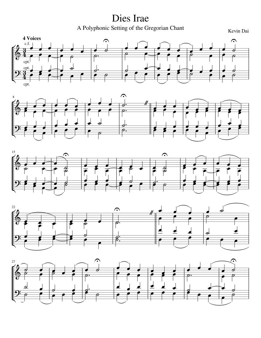 Dies Irae (Polyphonic Setting) Sheet music for Vocals (Solo ...