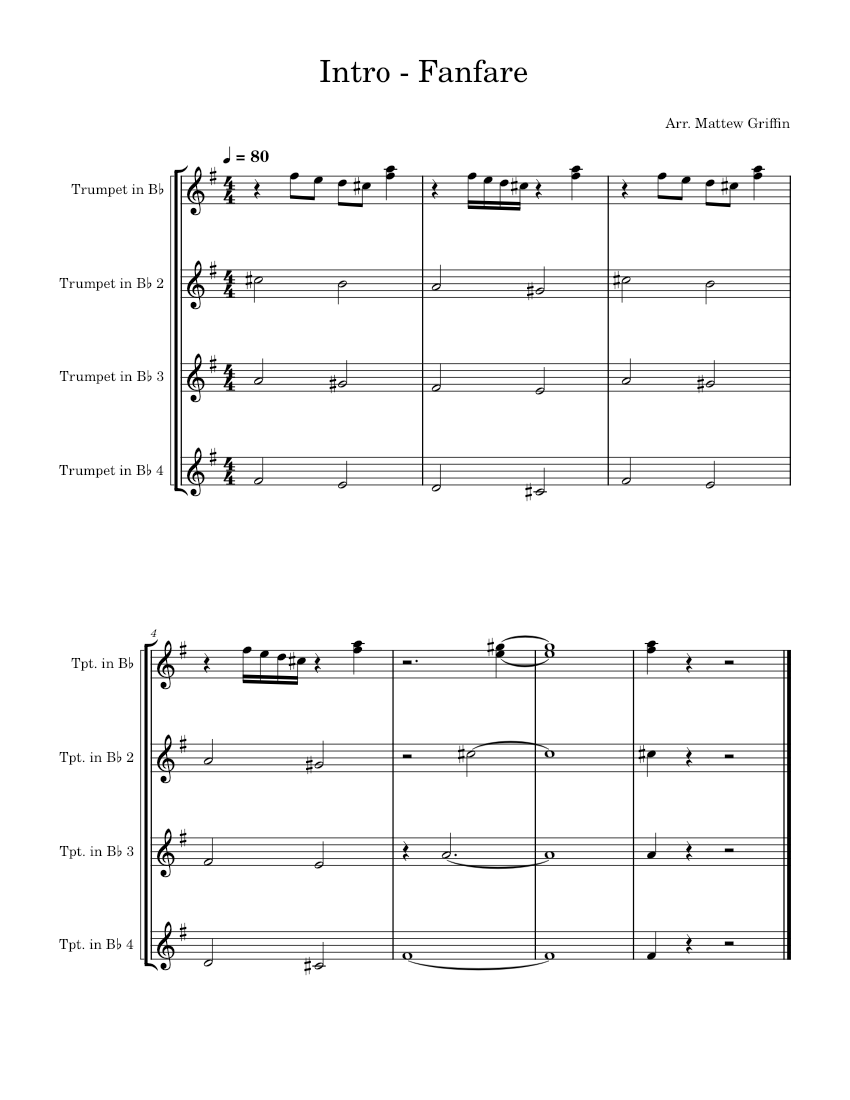 Intro - Fanfare – nxj4frdjdn Sheet music for Trumpet other (Mixed Quartet) | Musescore.com