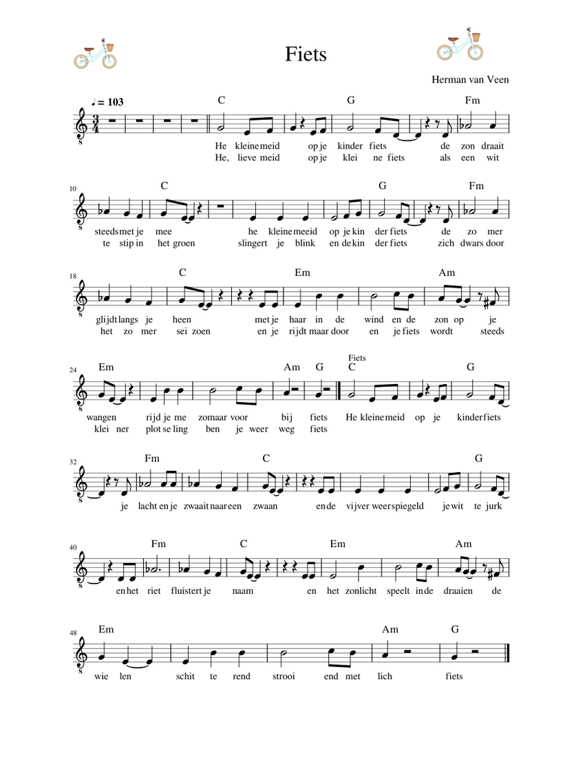 Fiets Sheet music for Guitar (Solo) | Musescore.com