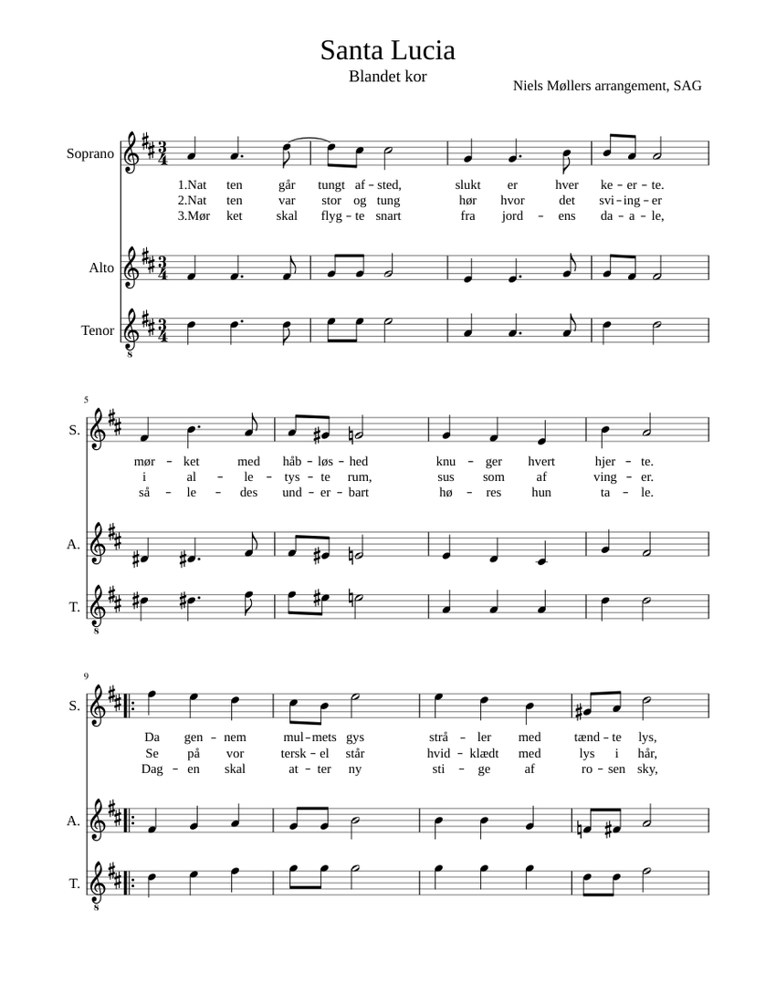Santa Lucia Sheet music for Soprano, Tenor, Alto (A Capella) | Download ...