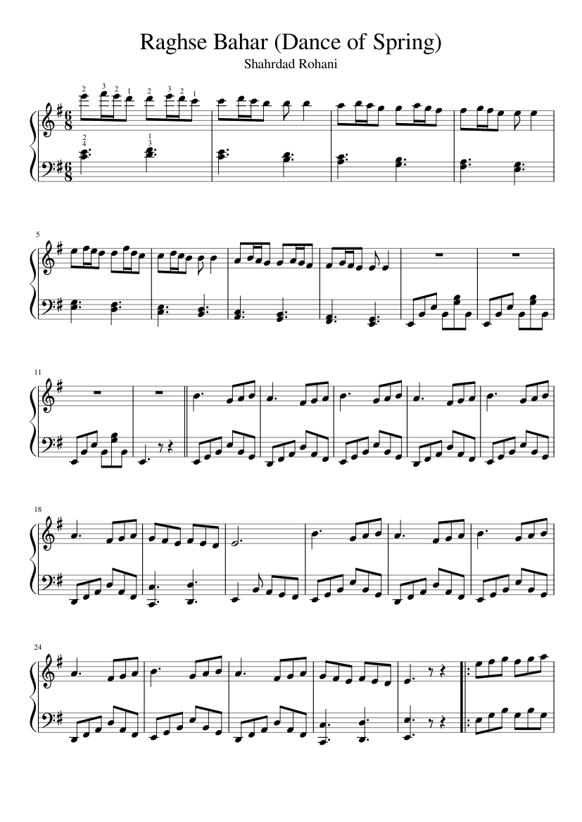 Dance of Spring - Shahrdad Rohani Sheet Music for Piano (Solo) easy ...