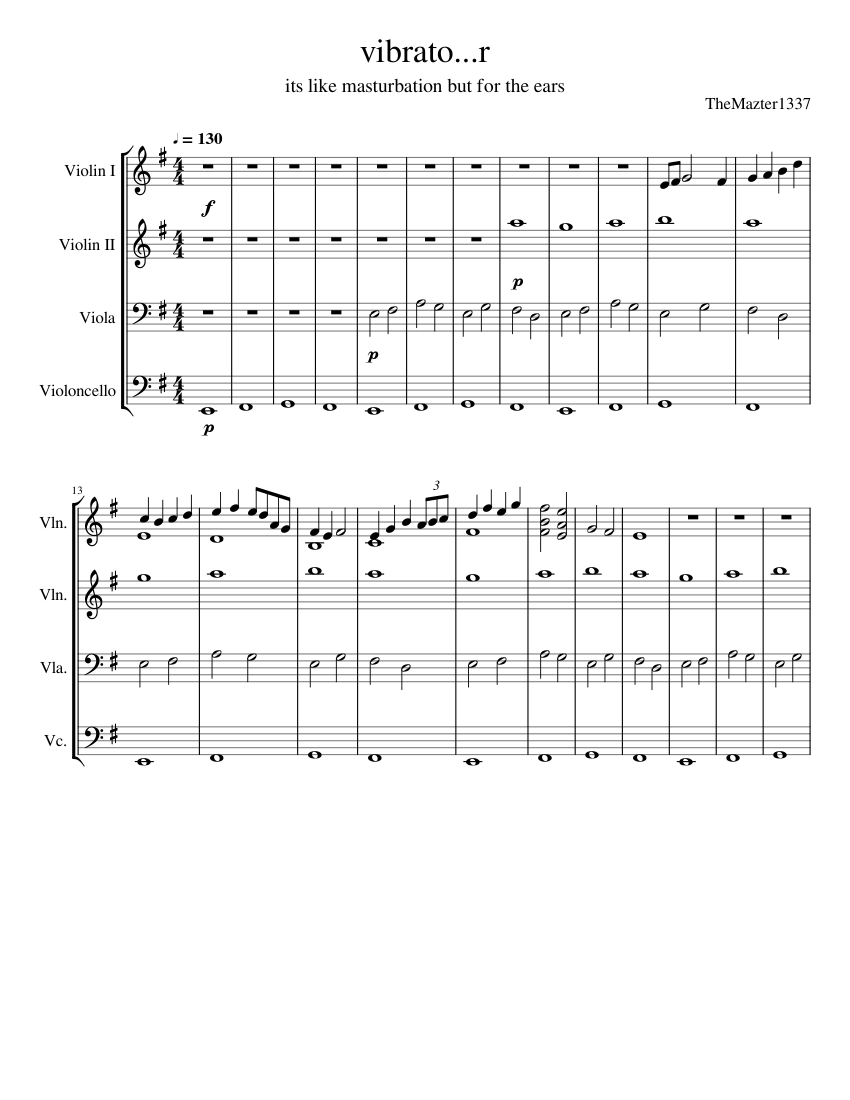 Vibrato...r Sheet music for Violin, Viola, Cello (String Quartet ...