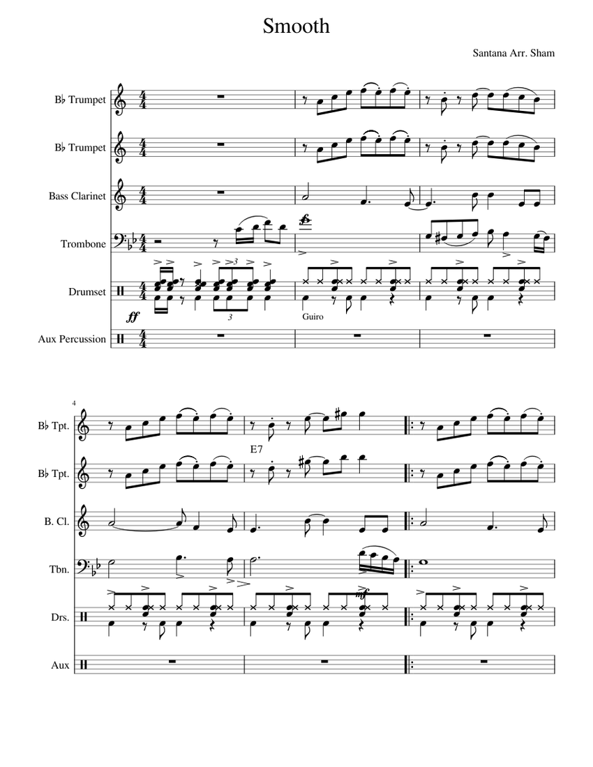 Smooth Santana Rob Thomas Sheet music for Trombone, Clarinet bass ...