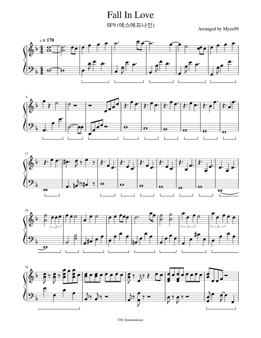 SF9 (에스에프나인) - Fall In Love Sheet music for Piano (Solo) | Musescore.com