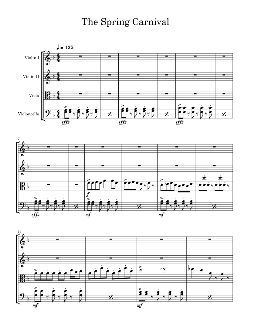 The Spring Carnival Sheet music for Violin, Viola, Cello (String Quartet) | Musescore.com