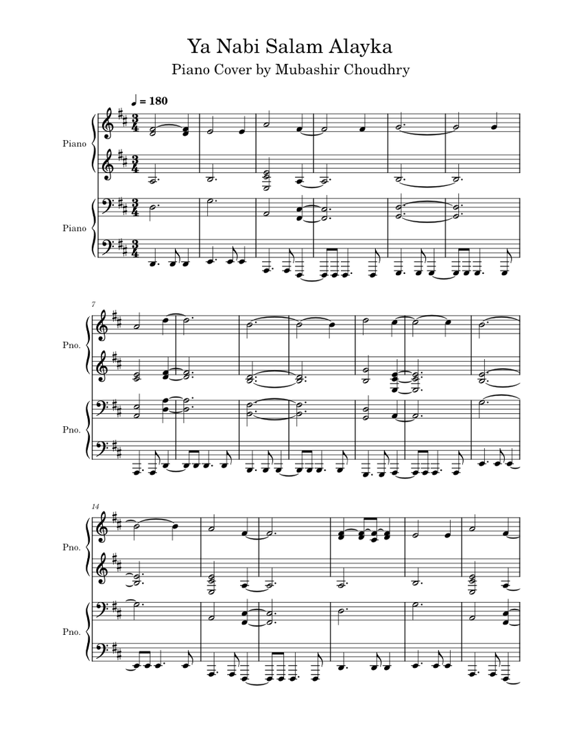 Ya Nabi Salam Alayka – Maher Zain Sheet music for Piano (Piano Four ...