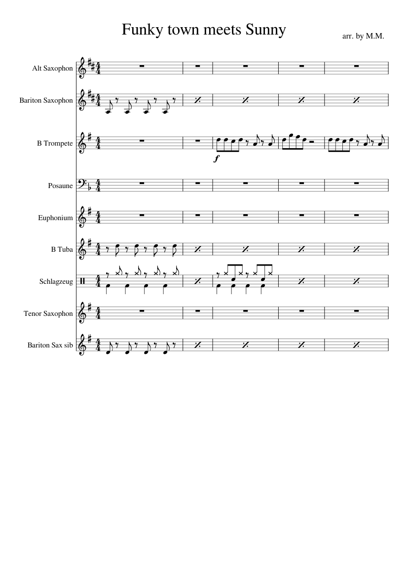 Funky town meets Sunny Sheet music for Trombone, Euphonium, Tuba ...