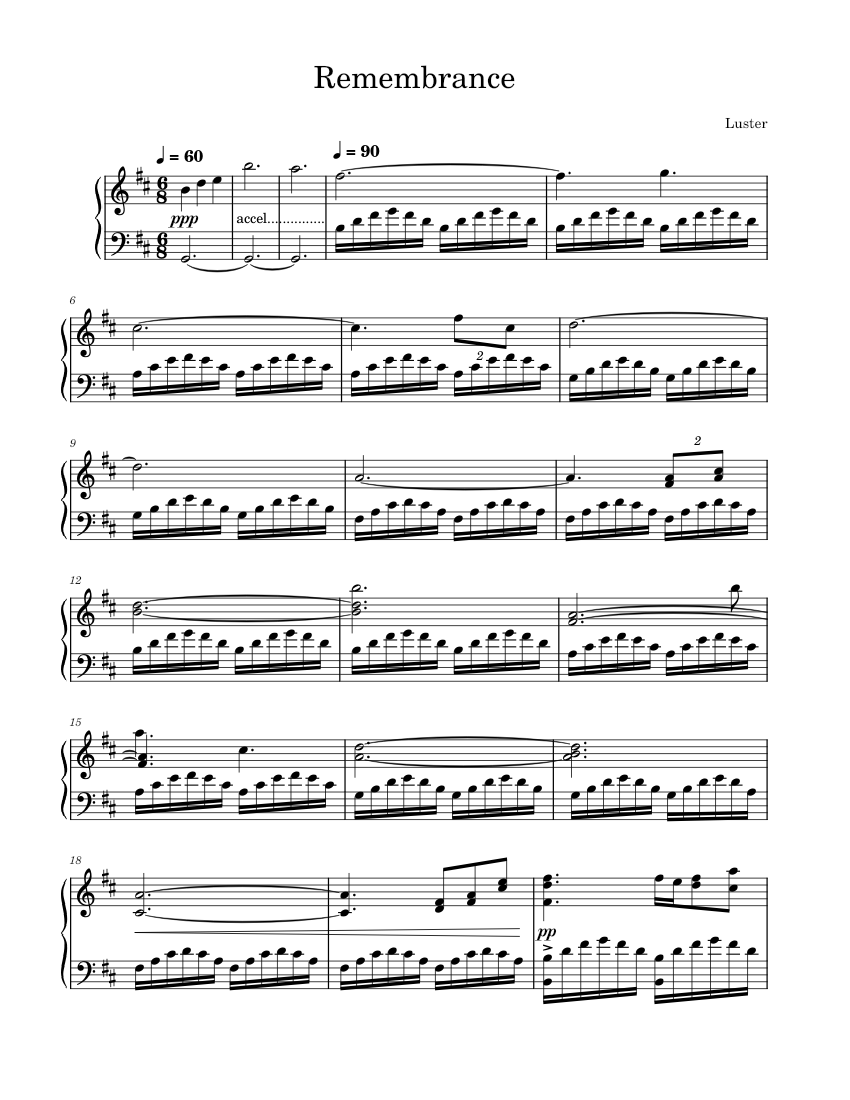Remembrance Sheet music for Piano (Solo) | Musescore.com