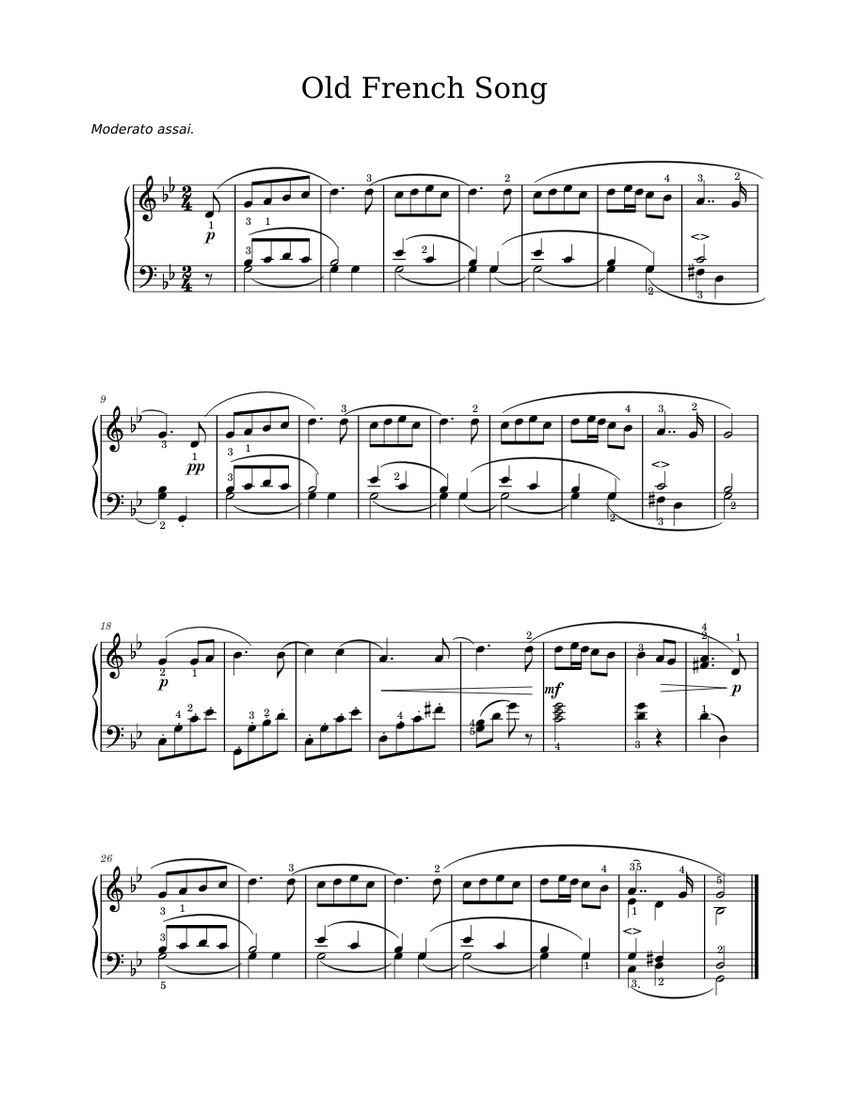 Old French Song – Nguyễn Tiến Thịnh-TC3 Sheet music for Piano (Solo ...