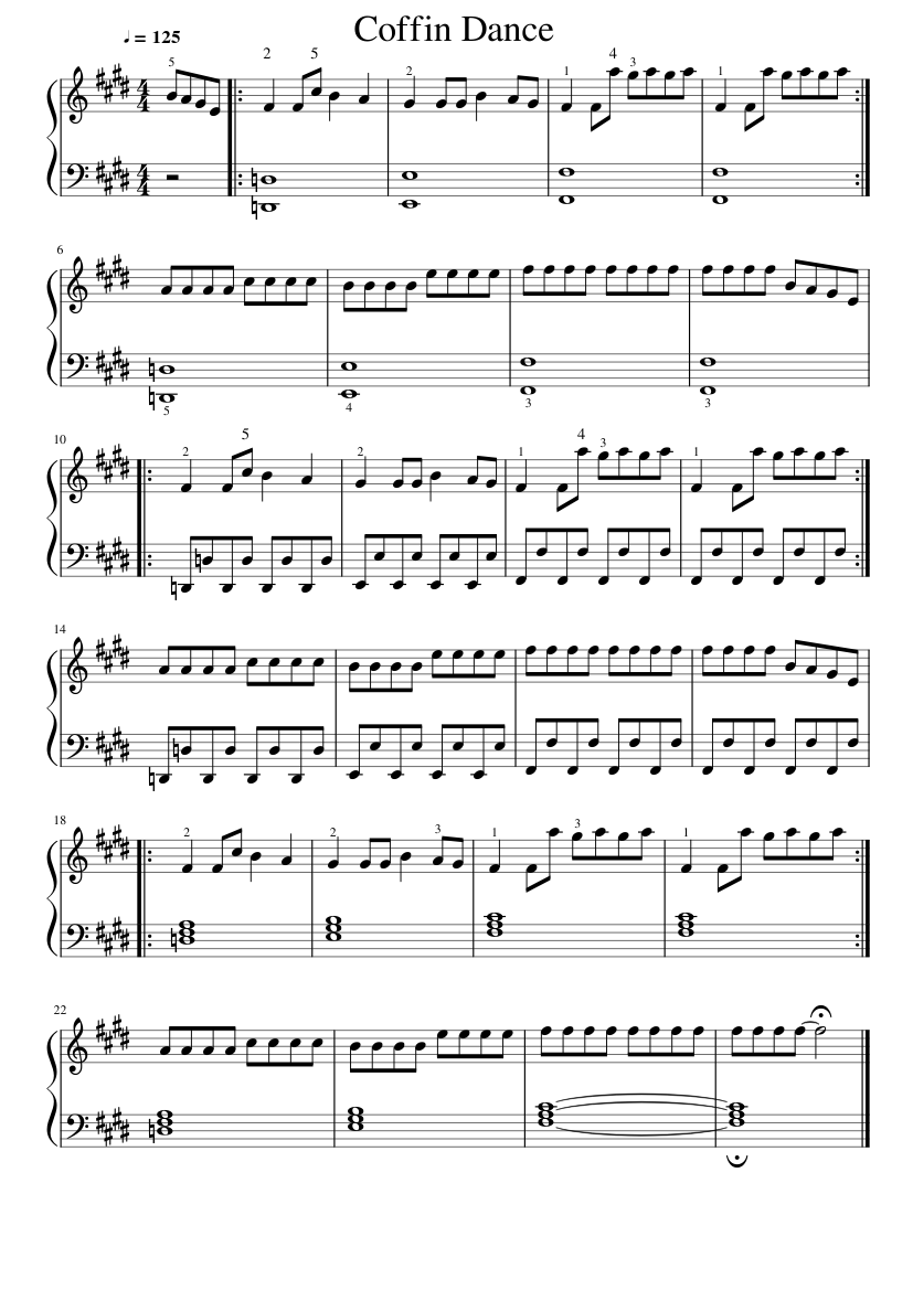 Coffin dance 2 Sheet music for Piano (Solo) Easy | Musescore.com