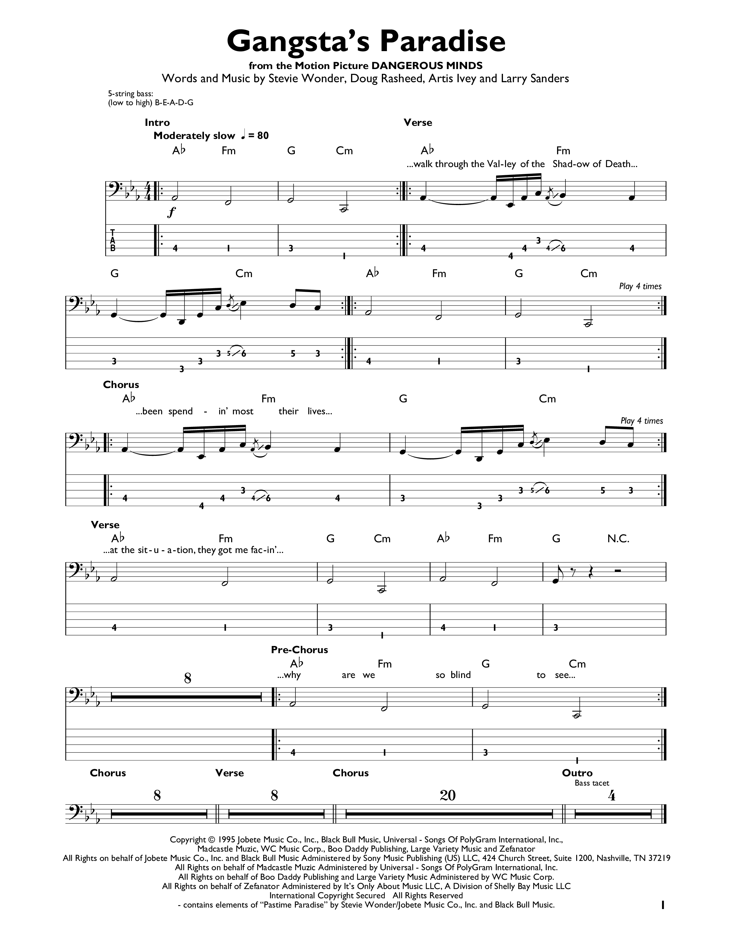 Play Official version of Gangsta's Paradise Sheet Music by Coolio for ...