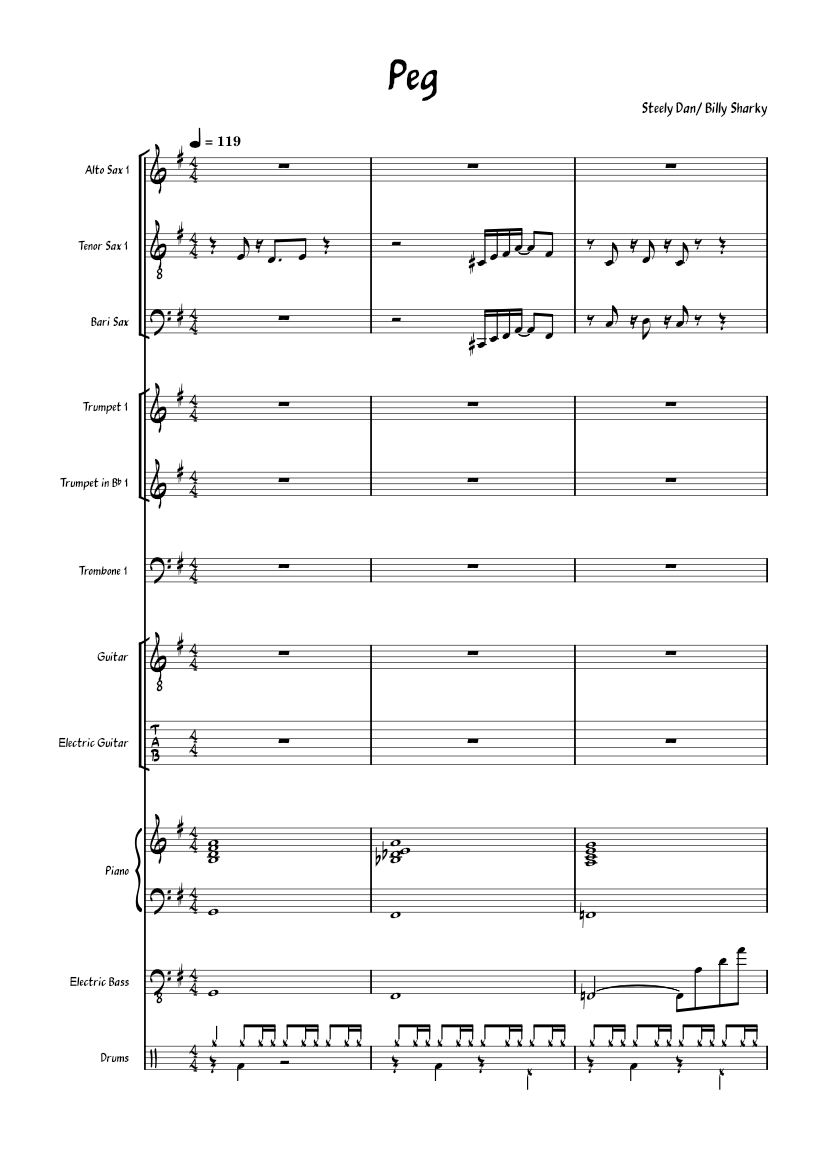 Peg - Steely Dan Sheet music for Piano, Trombone, Saxophone alto ...