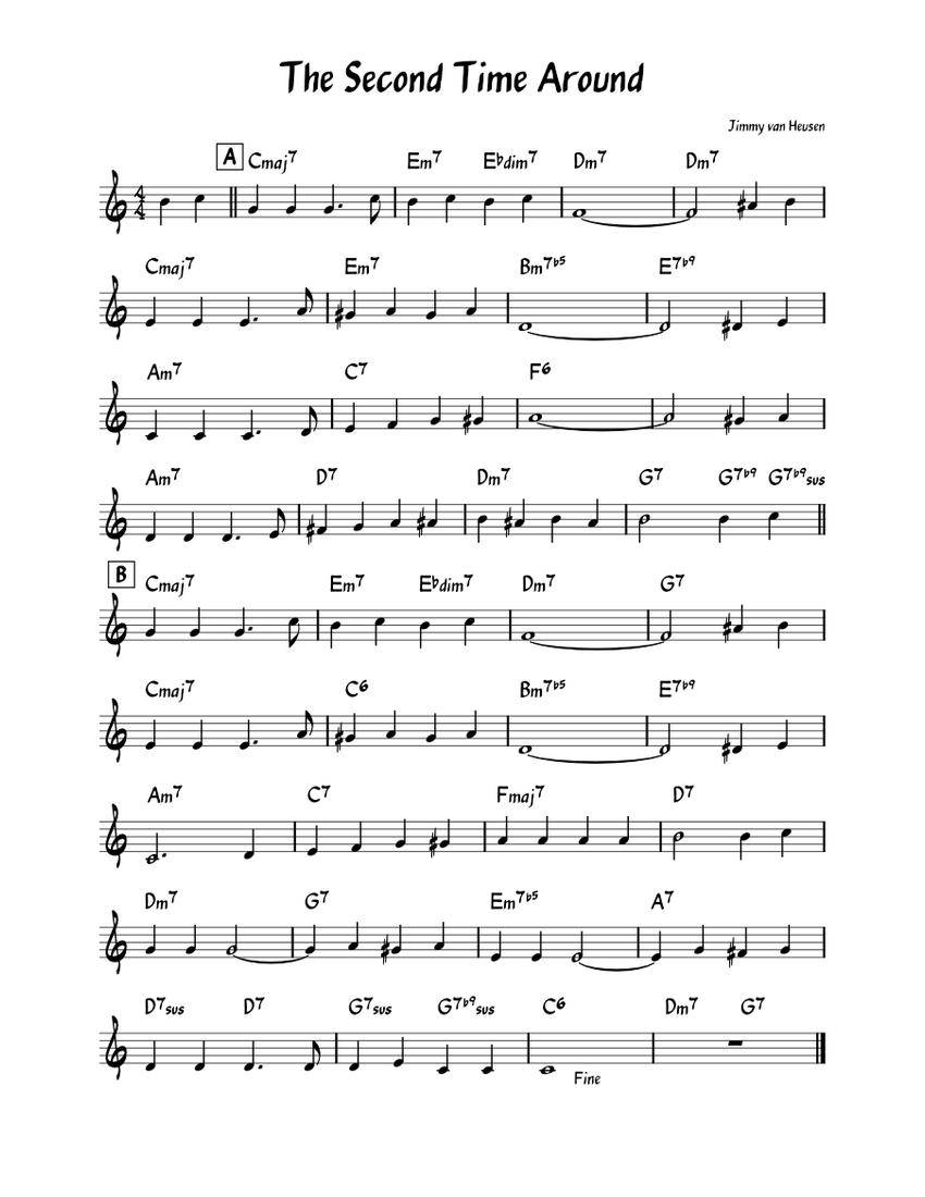 The Second Time Around – Jimmy van Heusen Sheet music for Piano (Solo ...