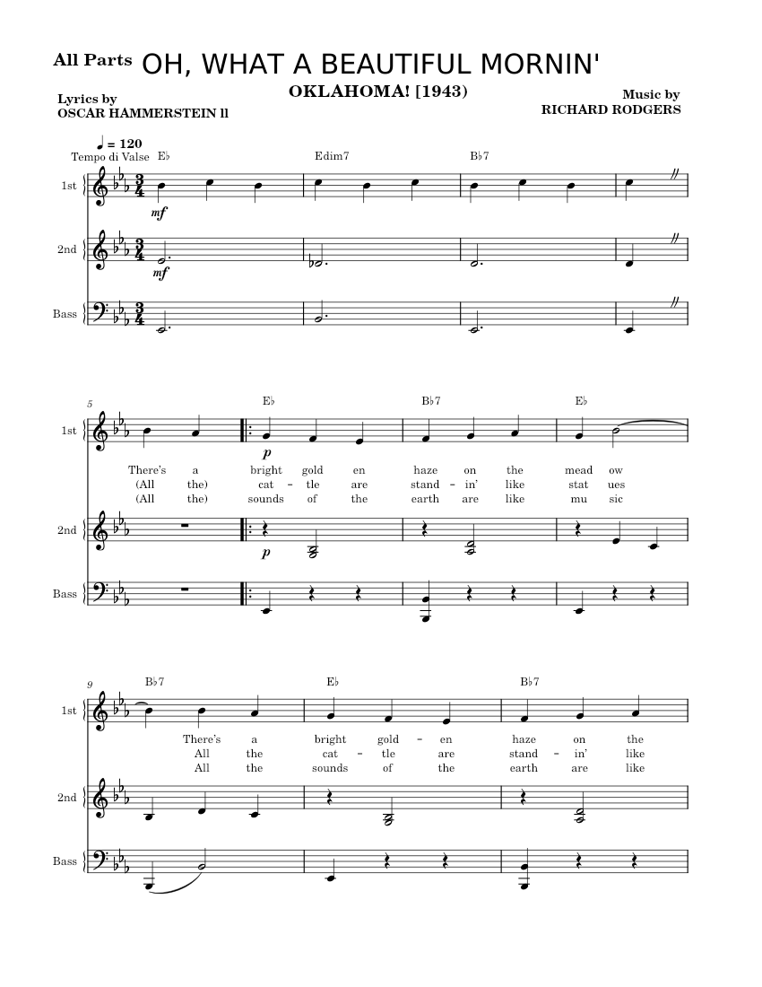 Oh, What a Beautiful Mornin' – Rodgers & Hammerstein Sheet music for ...